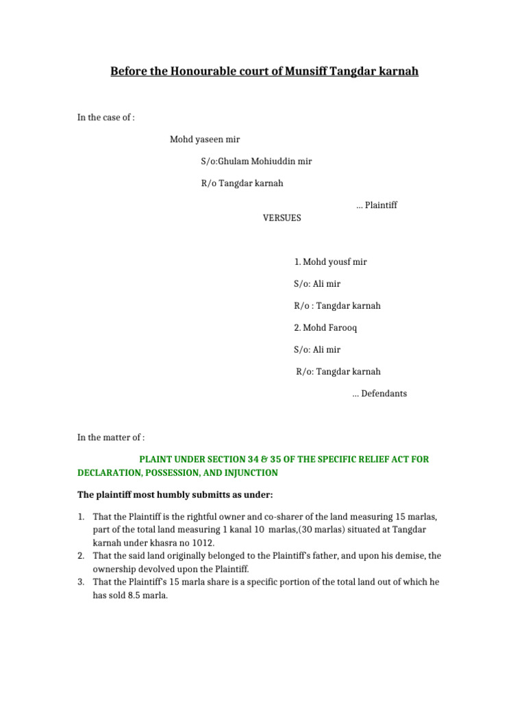 Declaration_Possession final1 | PDF | Lawsuit | Legal Concepts