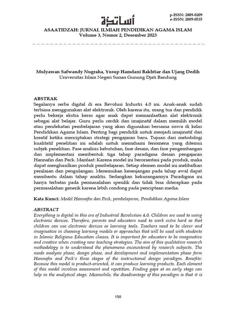 Penerapan Model Hannafin dan Peck PAI | PDF