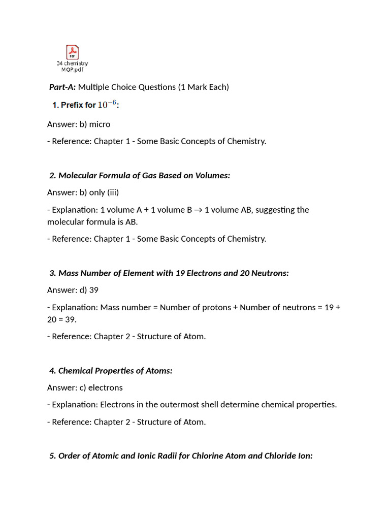 Chemi Practice Preboard QP Ans 2024-25 | PDF | Molecular Orbital | Chemistry