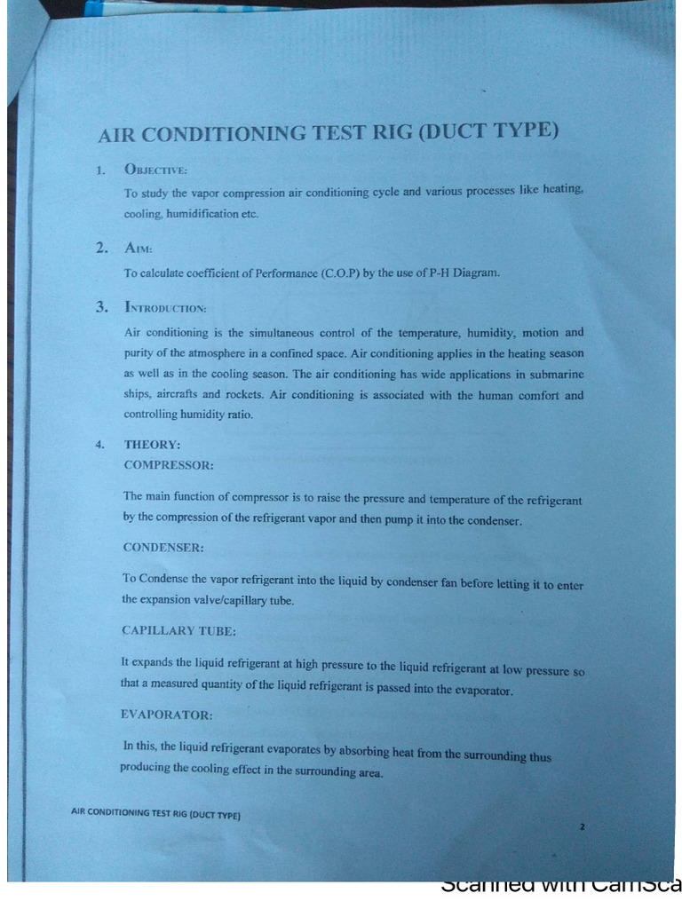 Air Conditioning Test Rig | PDF