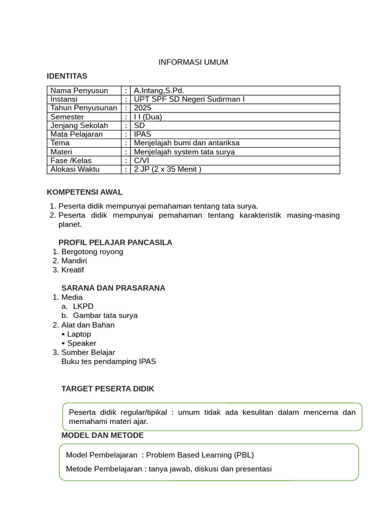 Modul Ajar Observasi a.intang 2025 | PDF