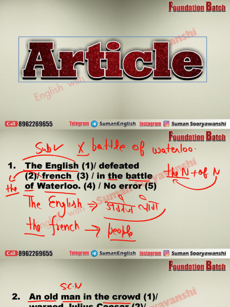 449 ENGLISH GRAMMAR Articles Article Practice Class 02pdf | PDF