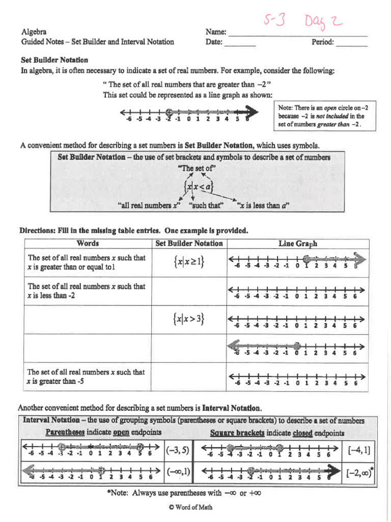 5-3 Set Builder Notation | PDF