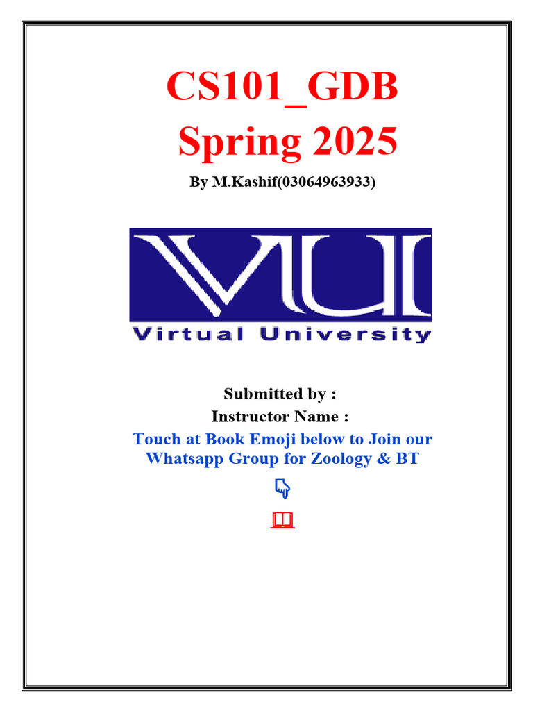 CS101 GDB Spring 2025 (10 Version) | PDF | Data Compression | Streaming Media