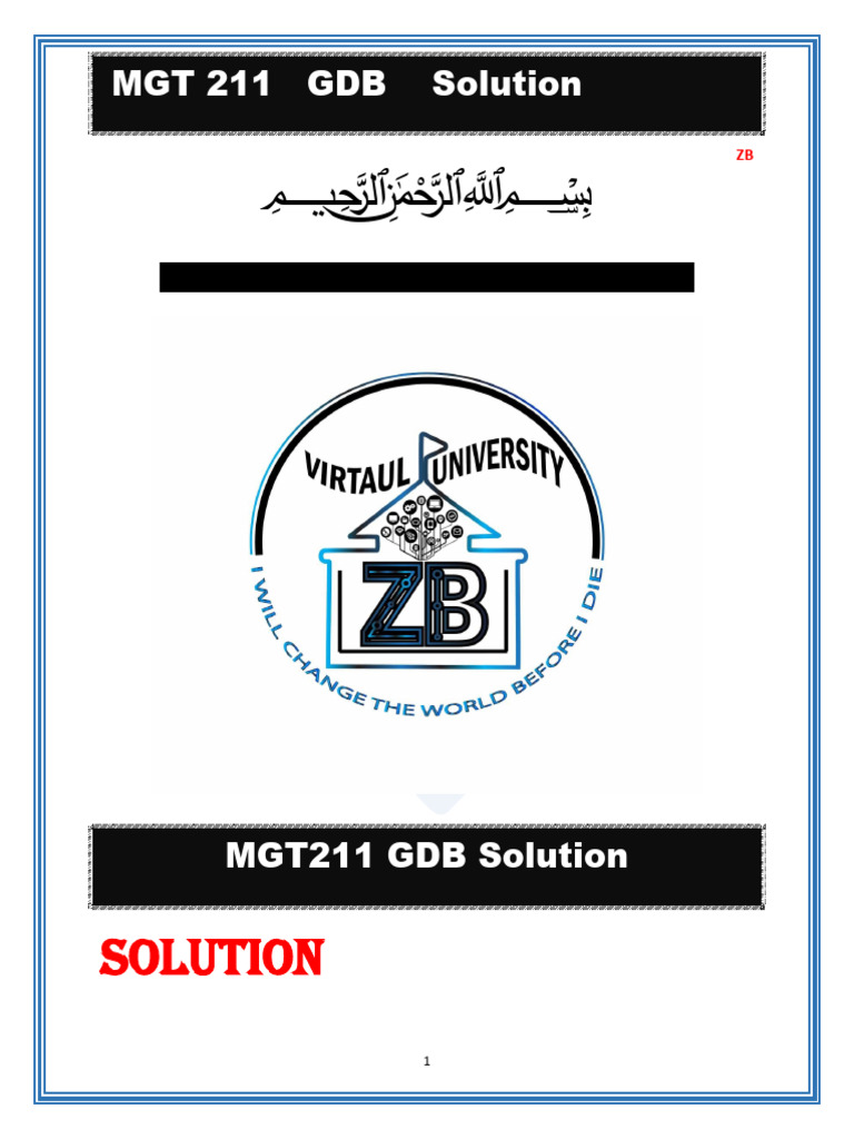 Mgt211 GDB Soltion 2025 by ZB | PDF | Course Credit | Educational Assessment And Evaluation