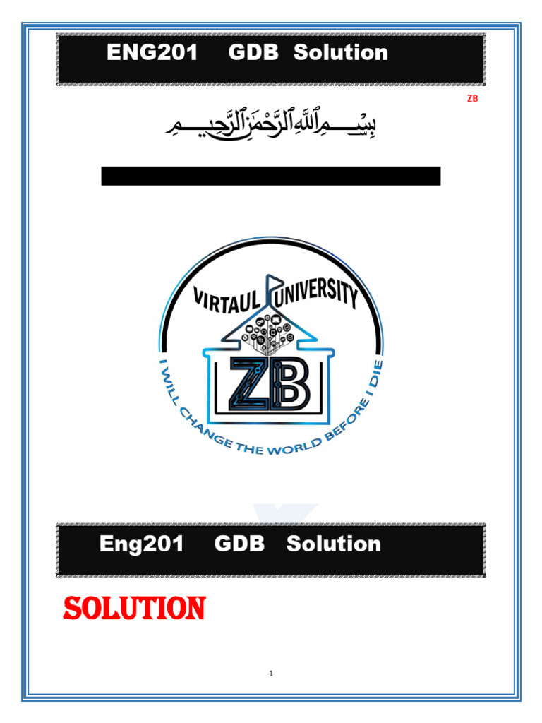 Eng201 GDB Soltion 2025 by ZB | PDF | Course Credit | Multimedia