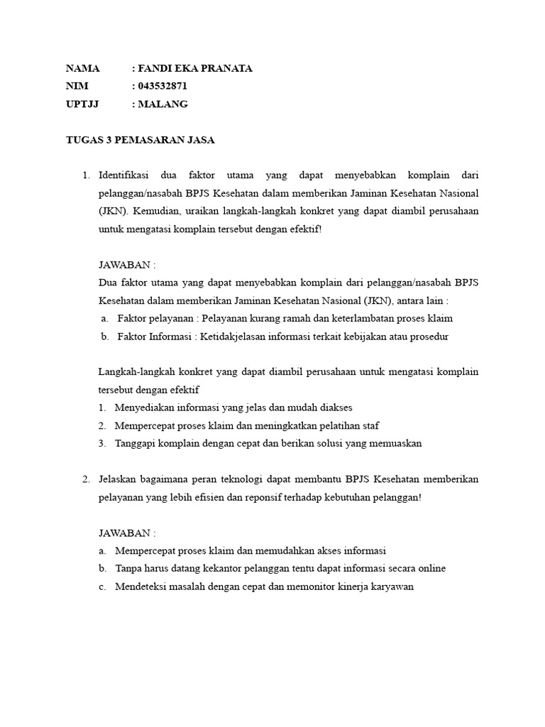 TUGAS 3 PEMASARAN JASA_FANDI EKA PRANATA (043532871) | PDF