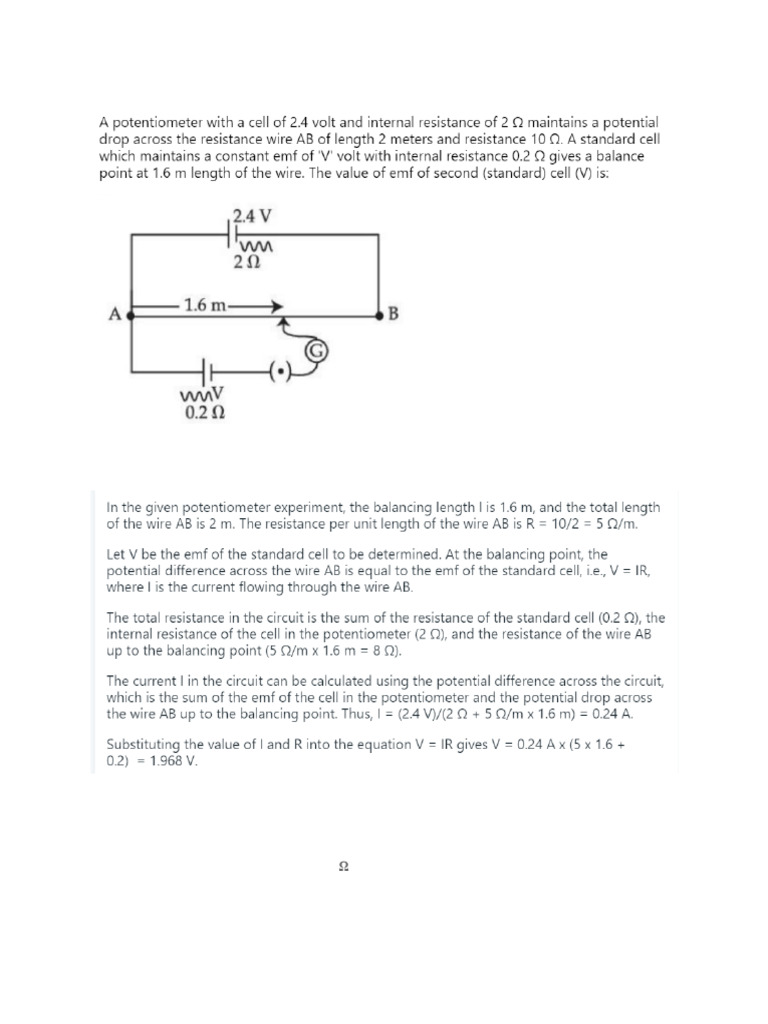 Potentiometer Questions | PDF