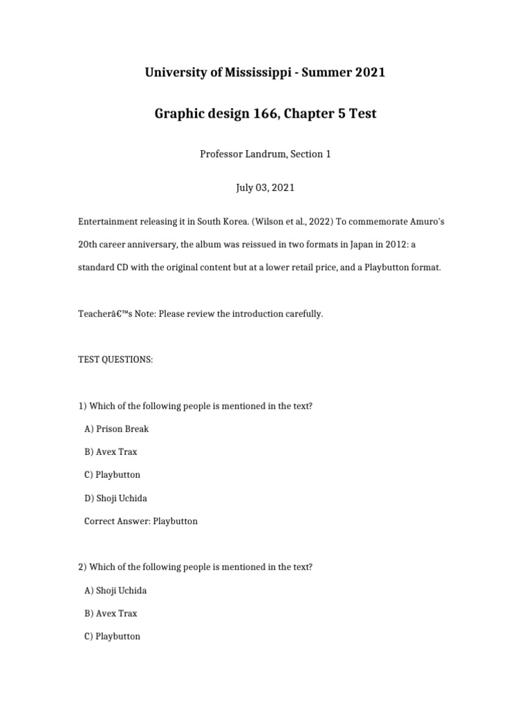 Graphic Design 166 Chapter 5 Test | PDF