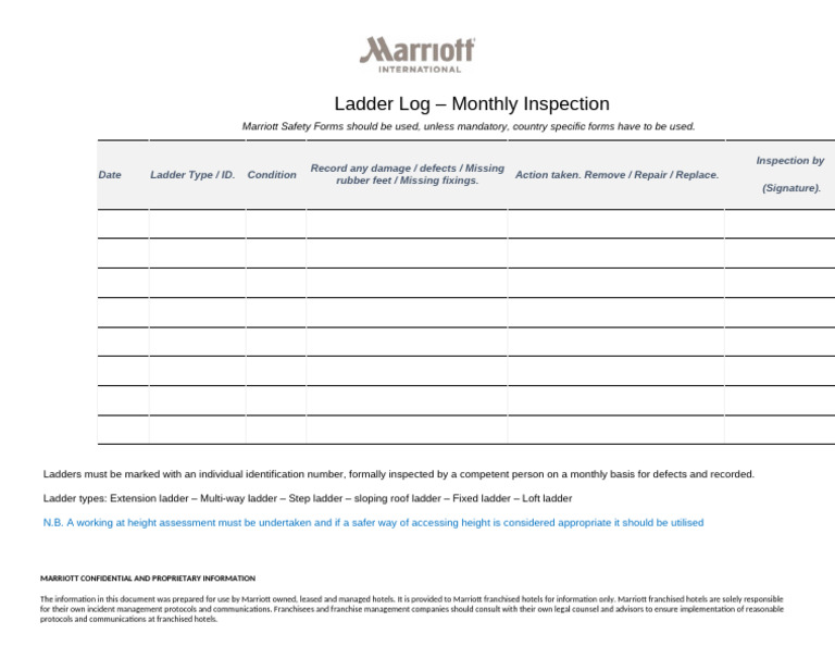 Monthly Ladder Inspection Checklist | PDF