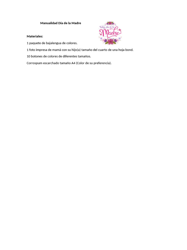 Manualidad Día de La Madre | PDF
