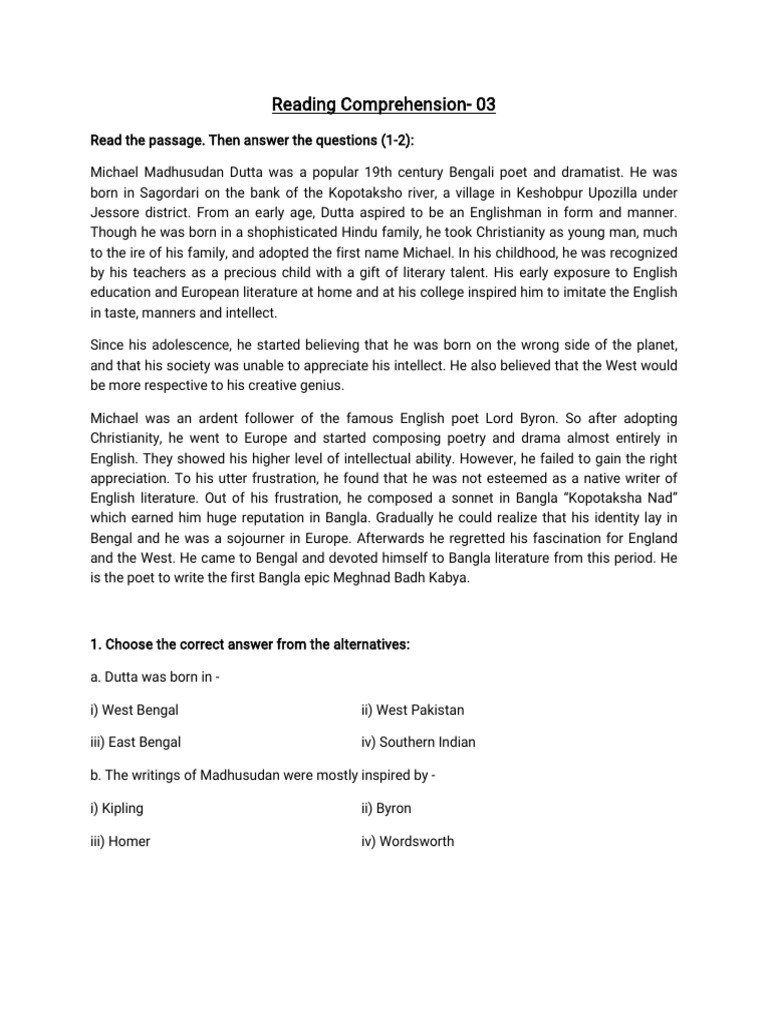 Reading Comprehension-03 (Answe) | PDF