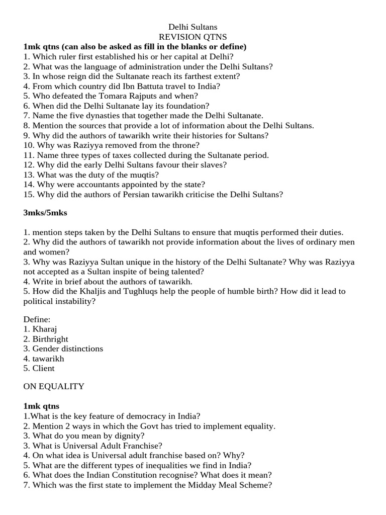 SST Civics and History Questions | PDF | Political Science | Justice