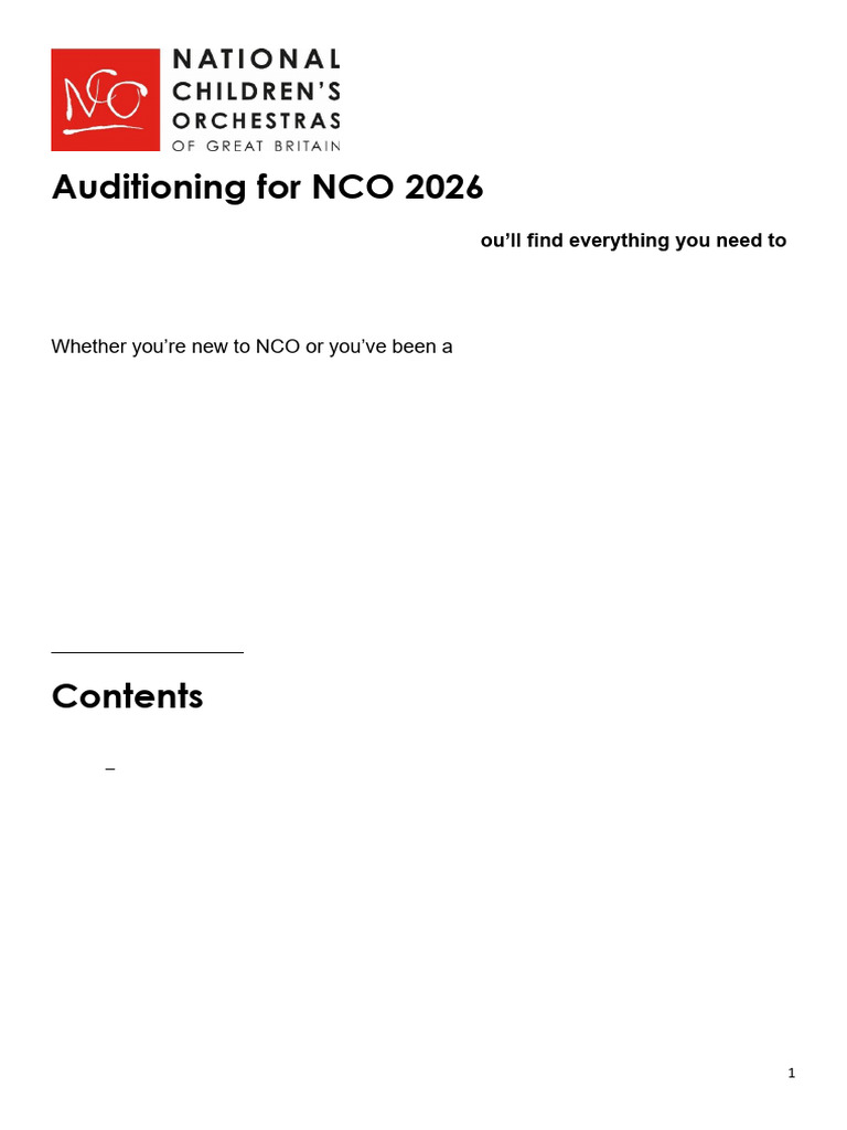 NCO 2026 Audition Handbook Guide | PDF | Orchestras | Trombone