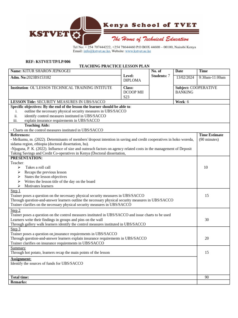 banking_lesson_plan_week_6_a[1] | PDF | Private Sector | Learning