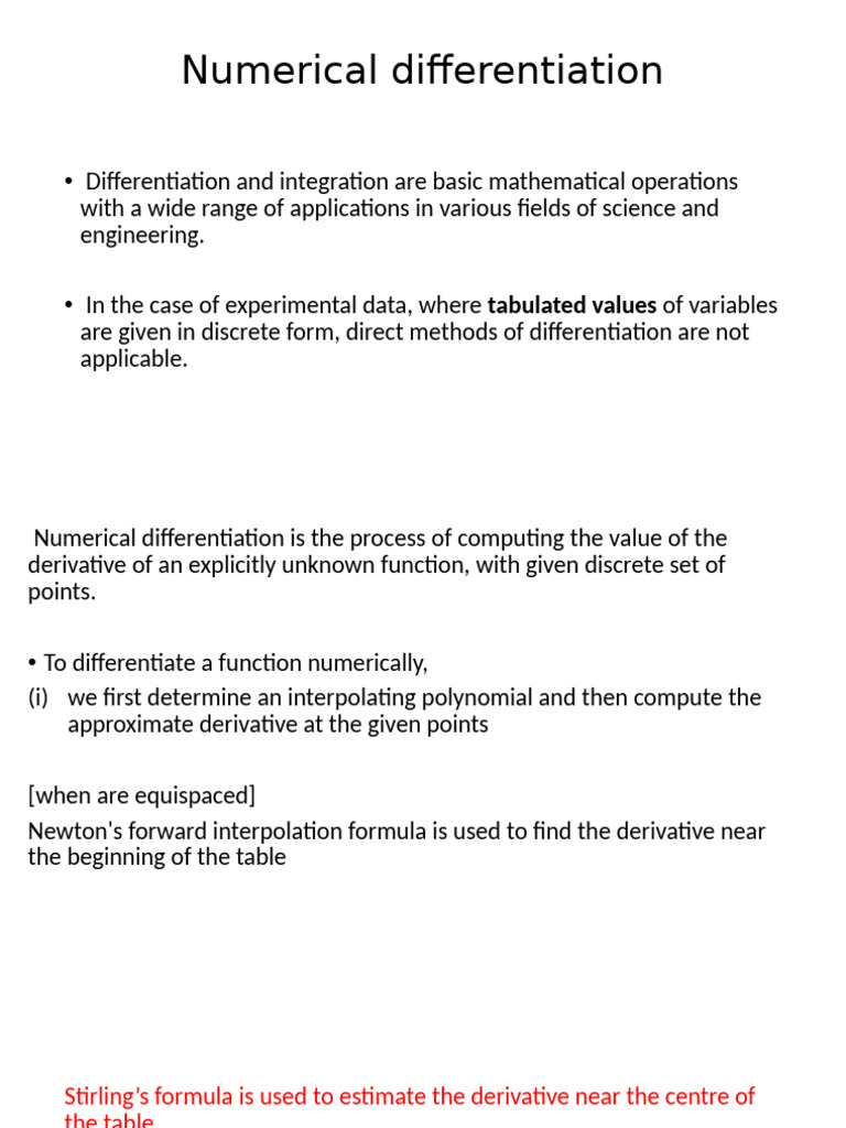 Numerical Differentiation and Integration | PDF | Interpolation | Derivative