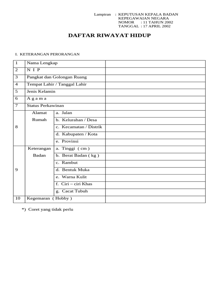 Daftar Riwayat Hidup | PDF