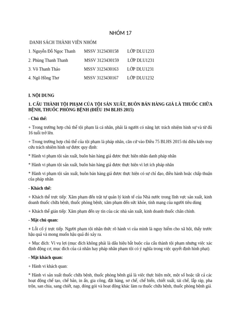 n17 - Phân Tích Điều 194 - Tội Sản Xuất, Buôn Bán Hàng Giả Là Thuốc Chữa Bệnh, Thuốc Phòng Bệnh ...