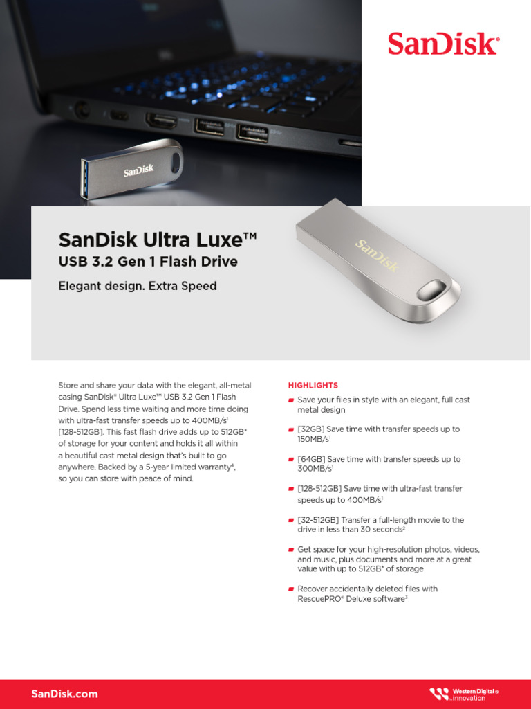 Data Sheet Ultra Luxe Usb 3 2 | PDF | Usb Flash Drive | Usb