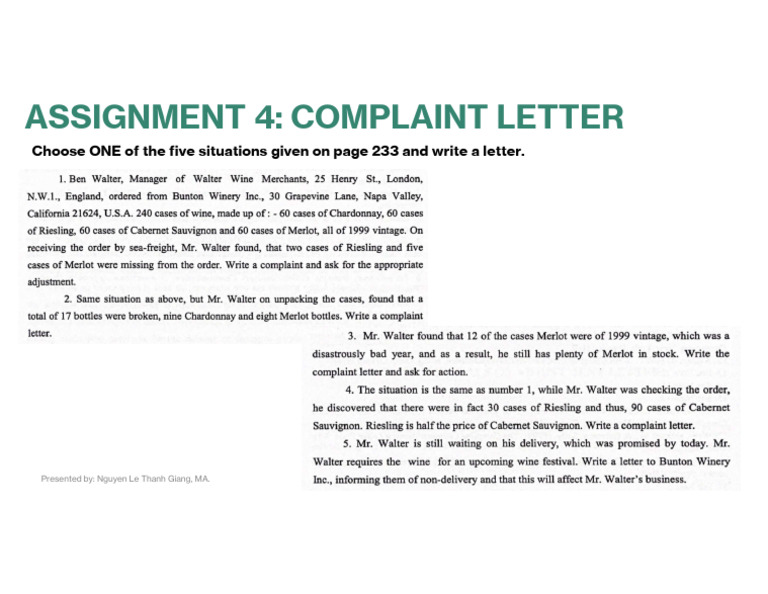 Assignment 4 - Complaint Letter | PDF