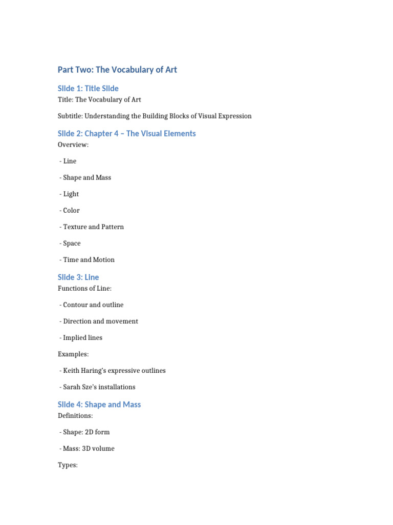 Part Two The Vocabulary of Art | PDF