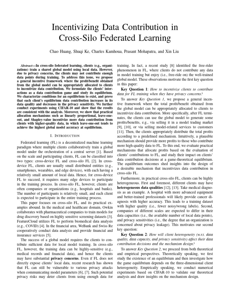 Incentivizing Data Contribution in | PDF | Economic Equilibrium | Applied Mathematics