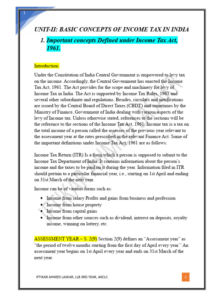 Unit-1 CH-2 Nature Object and Puropse of Tax | PDF | Taxes | Income Tax