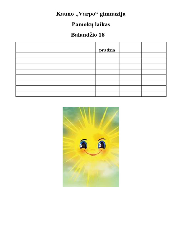 Pamoku Laikas Balandzio 18 | PDF