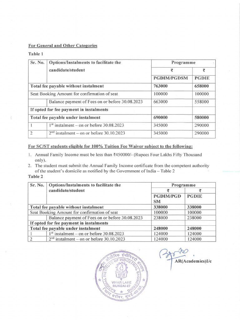 Installment Options For Fees | PDF