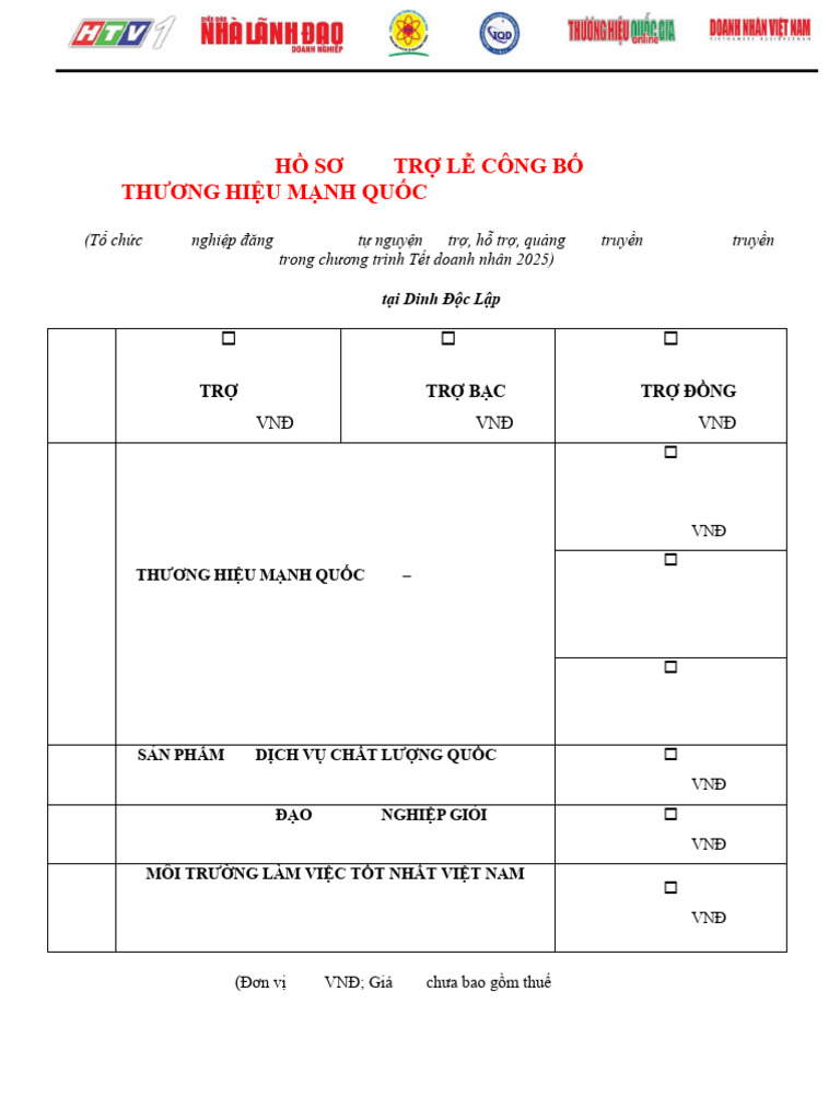 Tài Trợ-Quyền Lợi-Thương Hiệu Mạnh QG | PDF