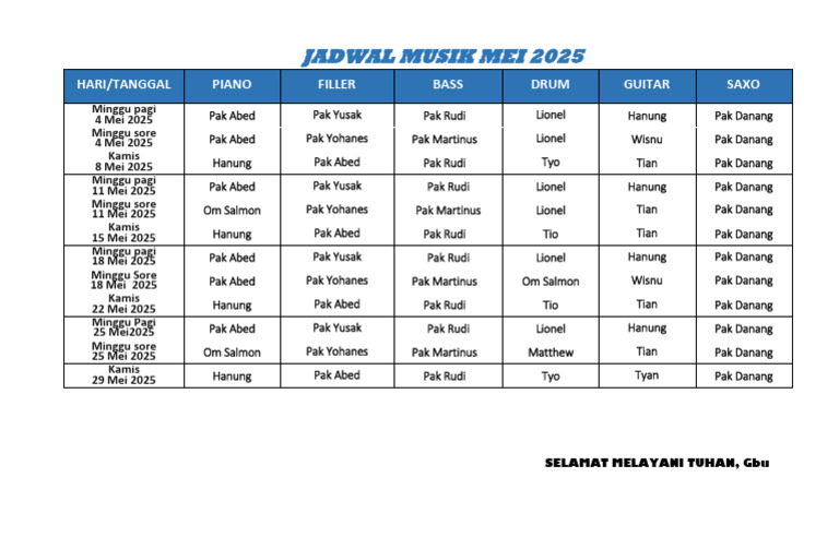 Jadwal Musik Mei 2025 | PDF