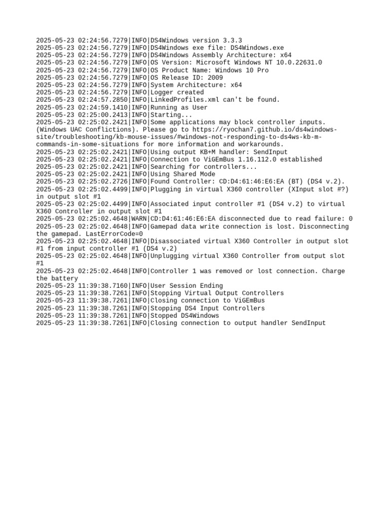 Ds4windows Log 20250523.0 | PDF