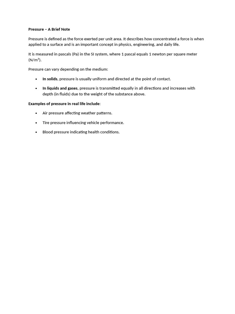 Understanding Pressure: Definition & Examples | PDF