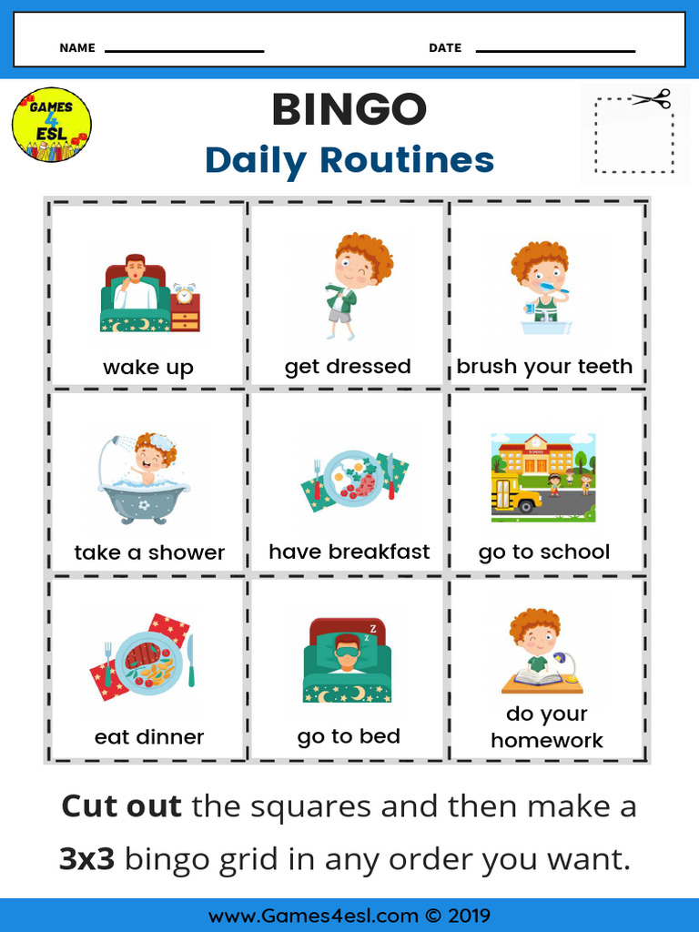 Daily-Routine-Worksheet-Bingo_copia | PDF