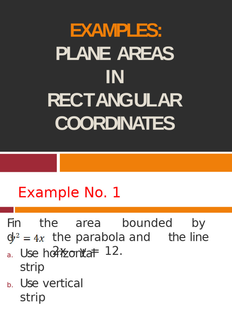 12 Solutions To Plane Areas in Rectangular Coordinates Examples | PDF ...