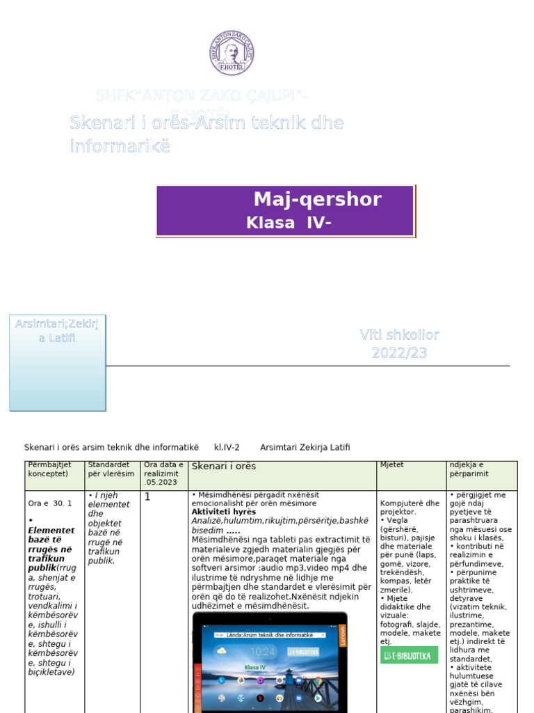 5.6.skenar I Ores Arsim Teknik Informatike Maj Qershor KL - IV Word | PDF