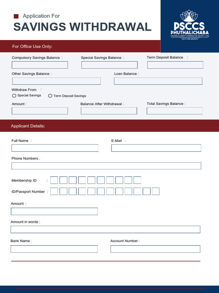 Savings Withdrawal Form | PDF | Financial Services | Banking