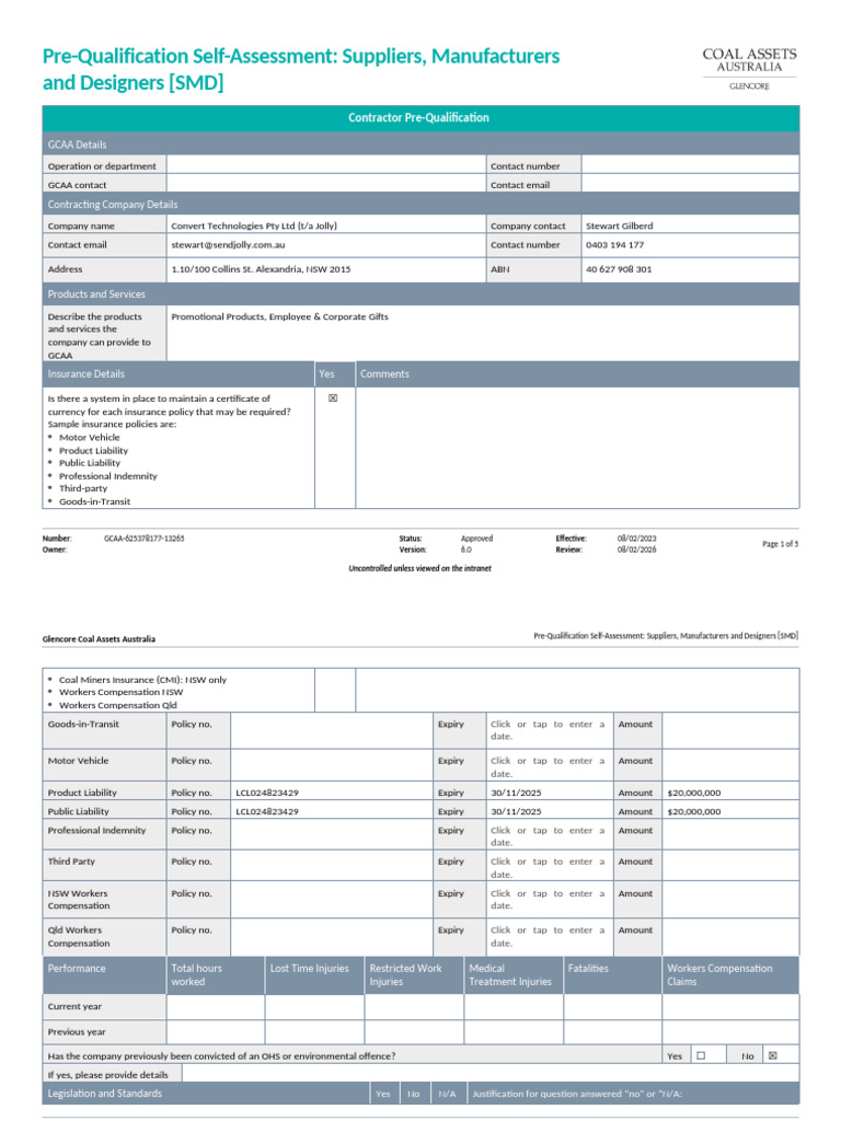 Supplier Pre-Qualification Assessment | PDF | Risk | Business