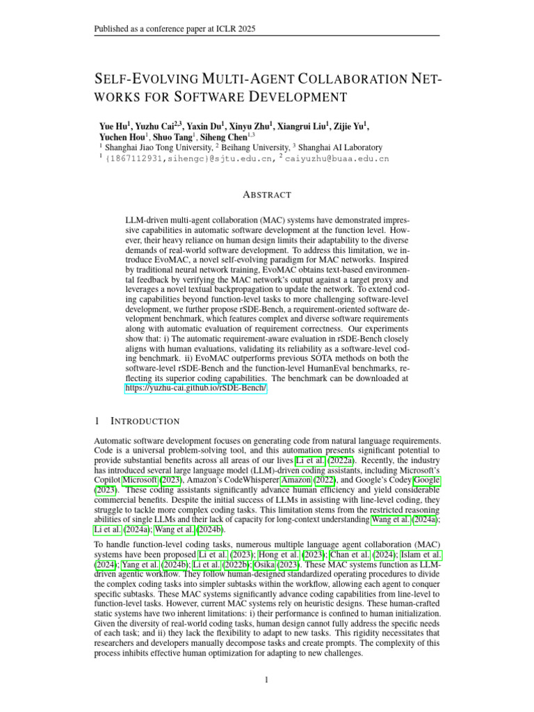 EvoMAC: Self-Evolving Coding Agents | PDF | Unit Testing | Software