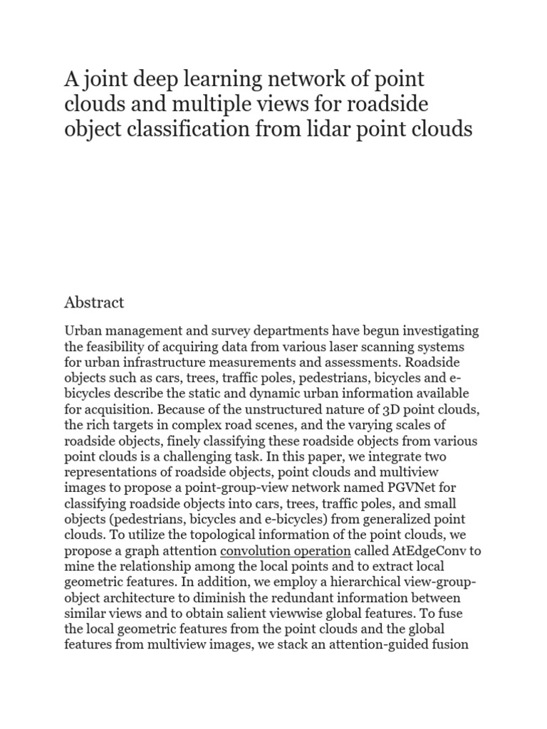 A Joint Deep Learning Network of Point Clouds and Multiple Views For Roadside Object ...