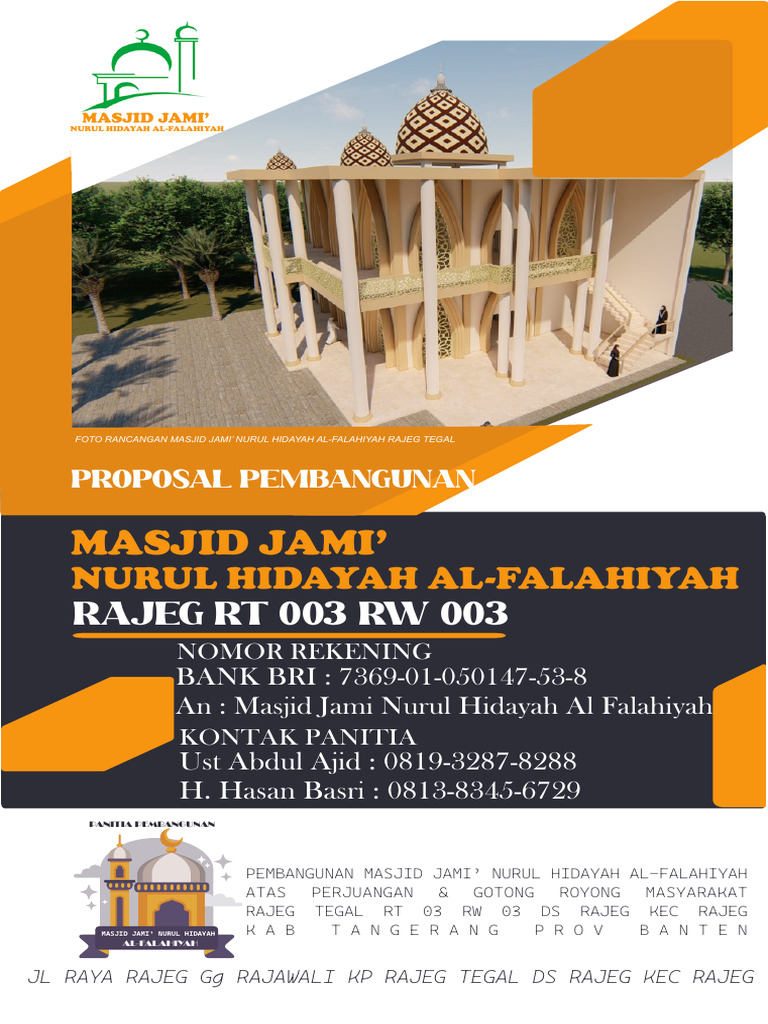 Proposal Pembangunan Masjid Jami' Nurul Hidayah Al-Falahiyah New | PDF