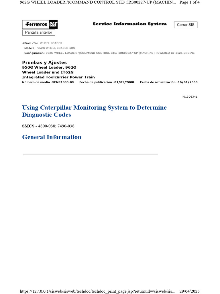 Using Caterpillar Monitoring System To Determine Diagnostic Codes | PDF