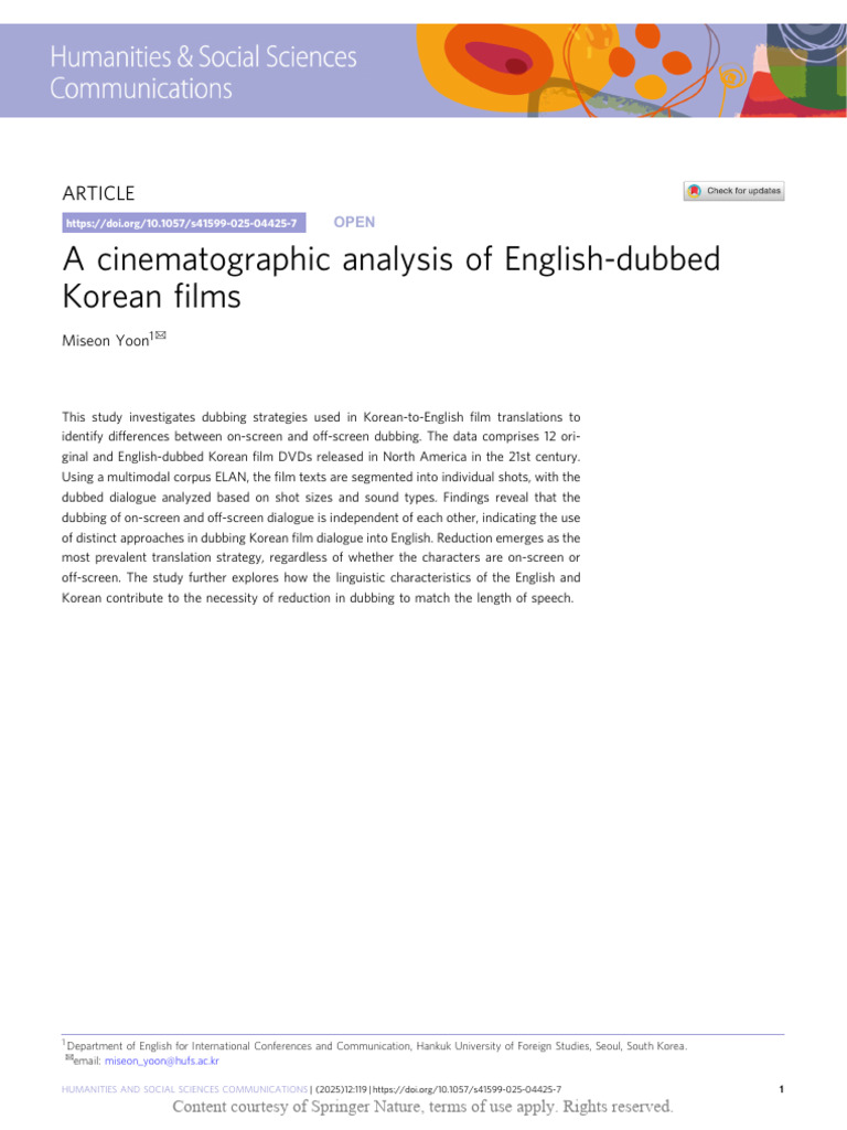 A Cinematographic Analysis of English-Dubbed Korea | PDF | Phoneme | Consonant