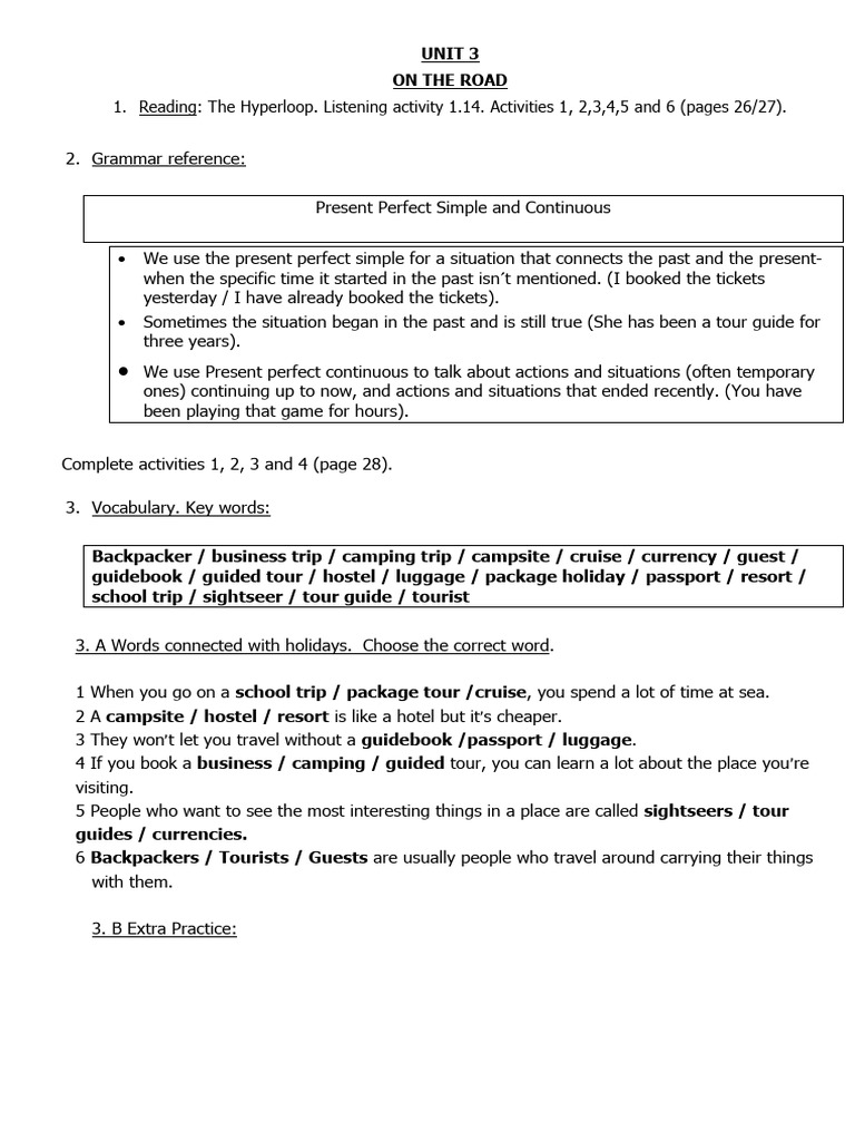 Listening Activities for Travel Vocabulary | PDF | Linguistic Typology ...