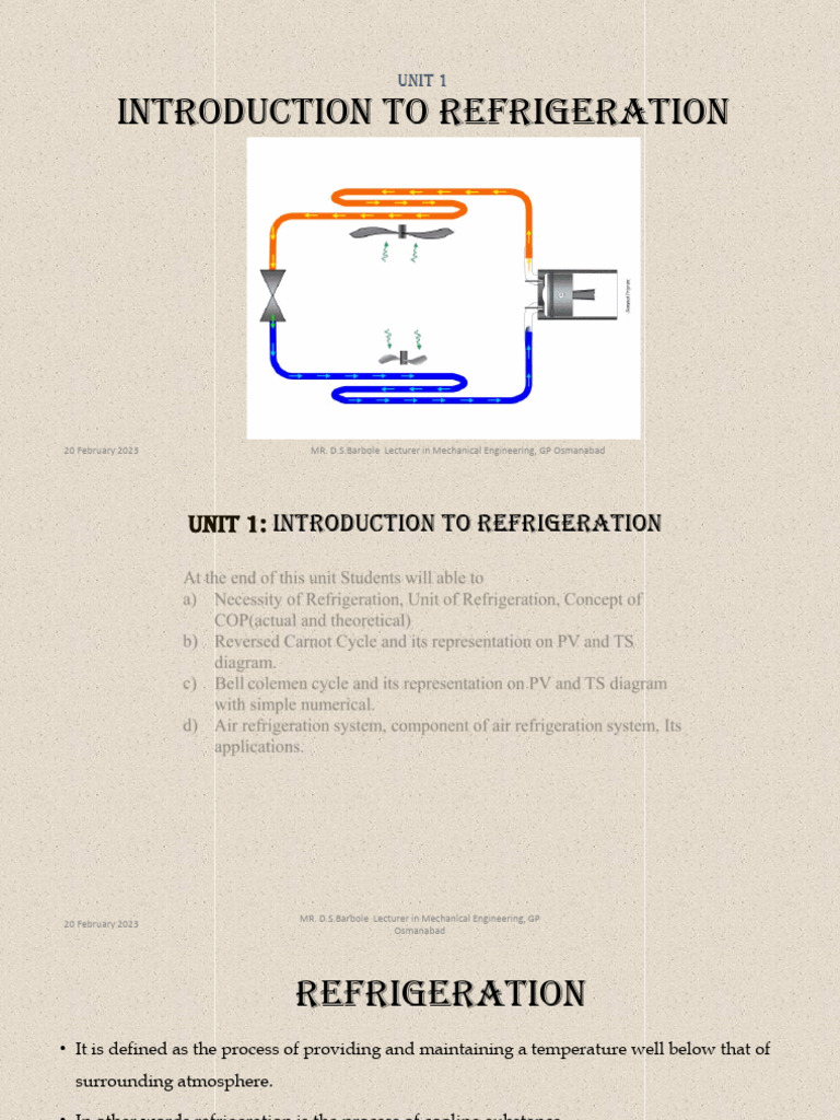 1 Introduction To Refrigeration | PDF | Refrigeration | Heat