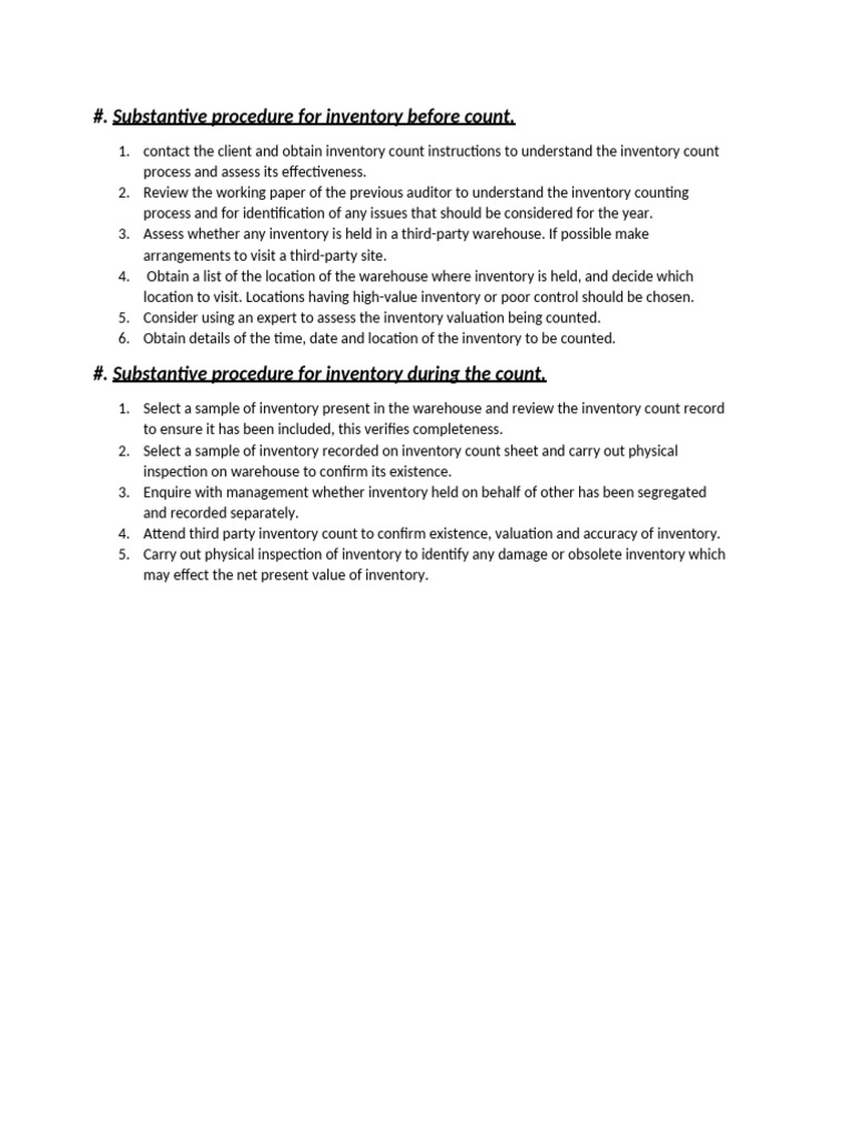 Substantive Inventory Count Procedures | PDF