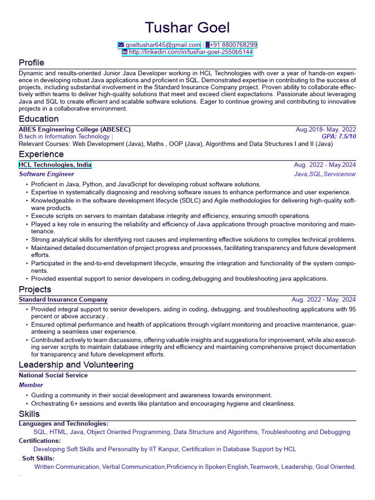 Tushar's Resume - Devloper 2 | PDF | Software Development | Computer ...