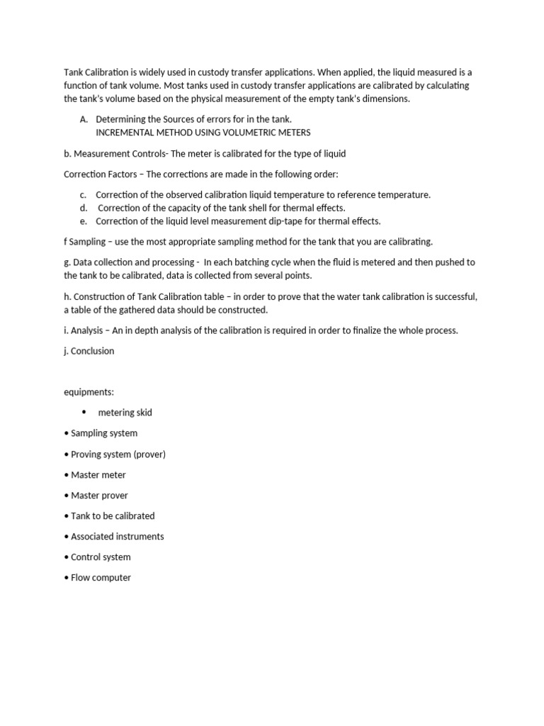 Custody Transfer Tank Calibration Guide | PDF