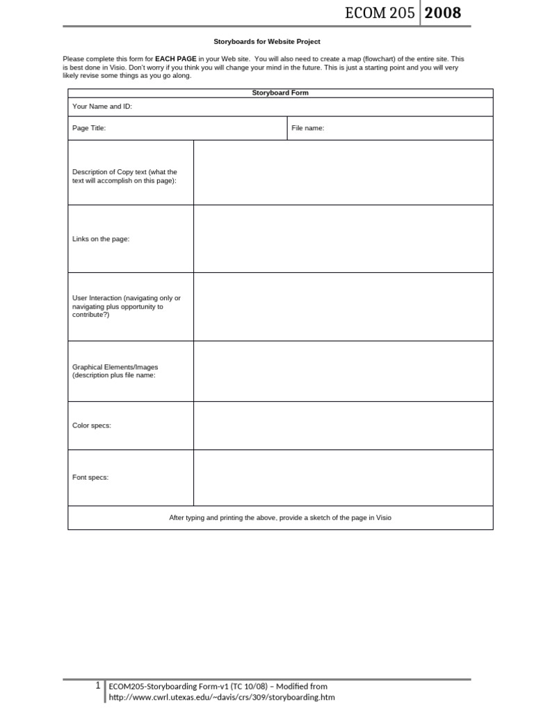Website Storyboard Template | PDF