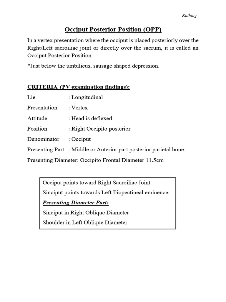 Occiput Posterior Position Mechanism | PDF